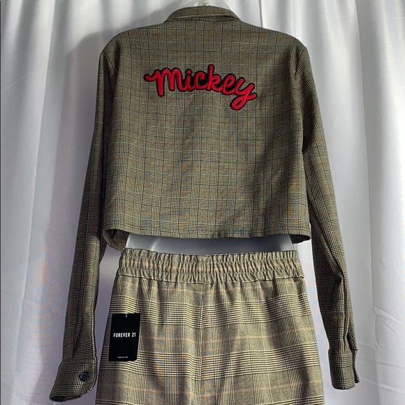 Disney | Tops | Forever 2 Mickey Mouse Plaid Cropped Jacket | Poshmark